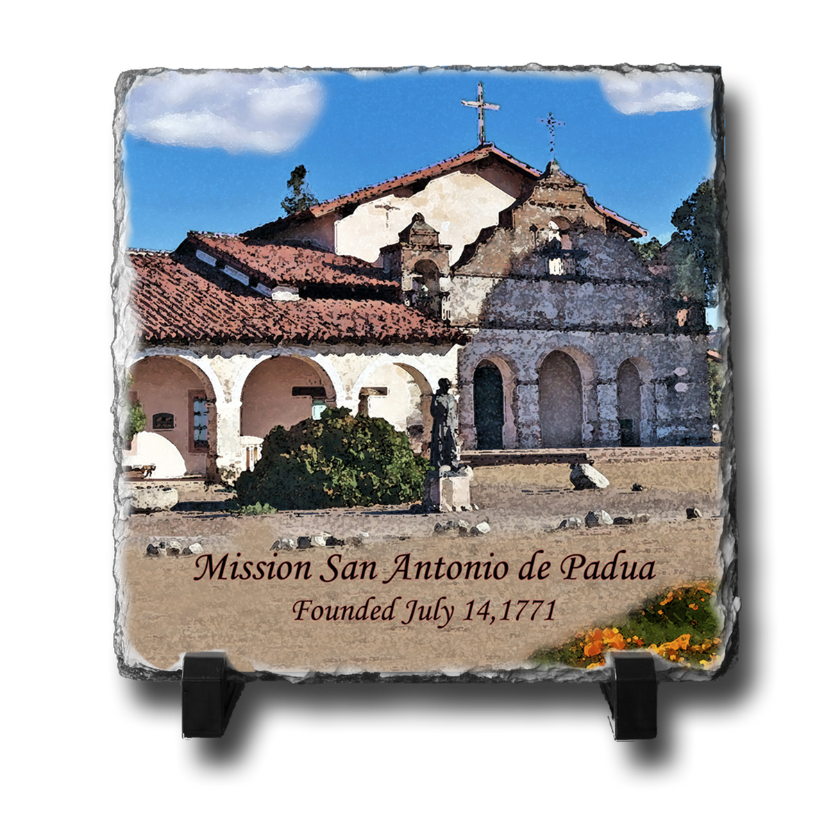 Slate with Stand - 6" x 6" Mission San Antonio de Padua – Mission Gift Shop