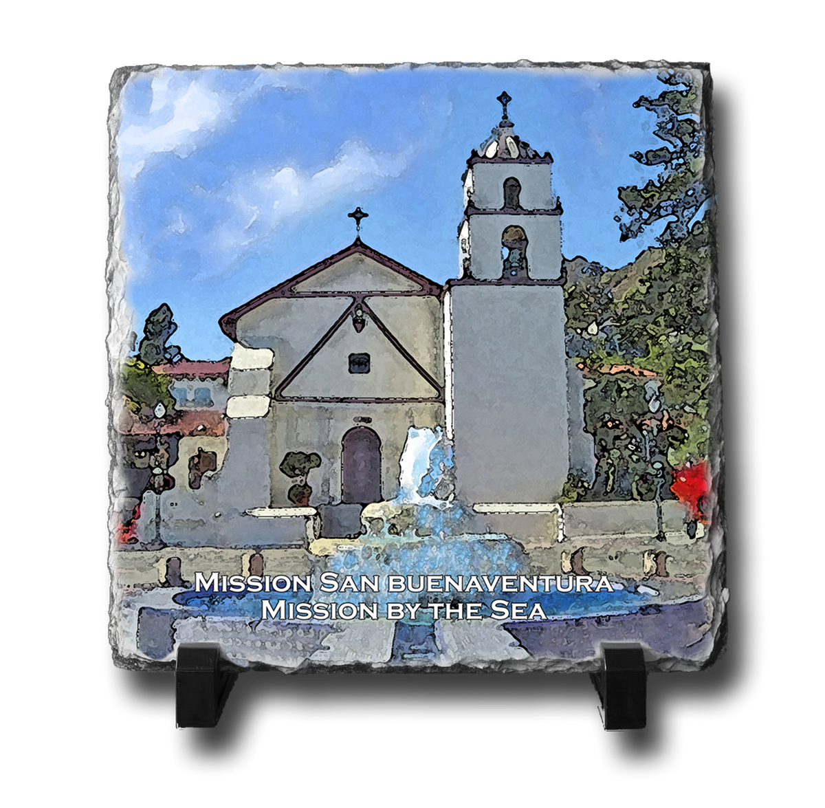 Slate with Stand - 6" x 6" Mission San Buenaventura – Mission Gift Shop